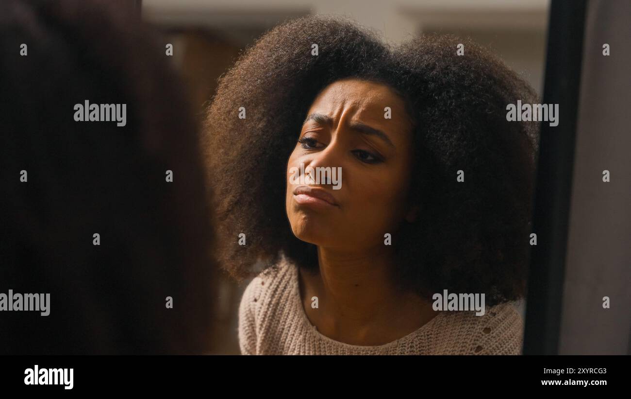 Beauty routine African American girl woman ethnic female model looking ...