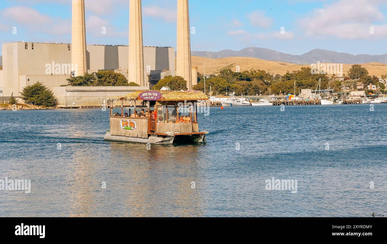 Morro Bay, California, USA. July 28, 2024. A tiki-themed boat offers ...