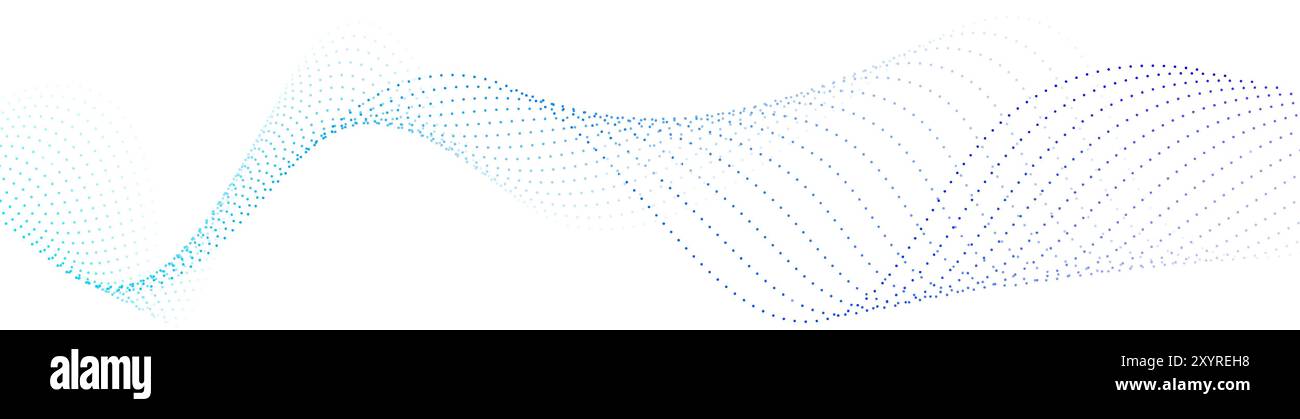 Flowing dots particles wave pattern in blue colors gradient. Vector ...