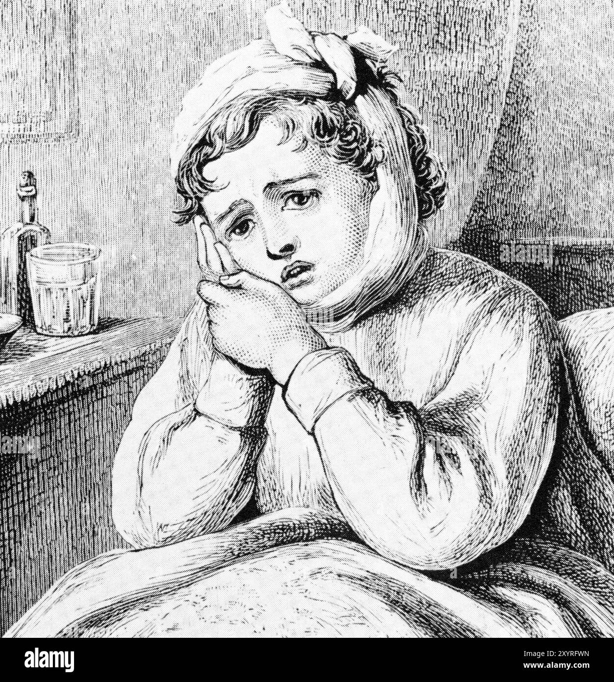 a child suffering with toothache, circa 1880 Stock Photo - Alamy