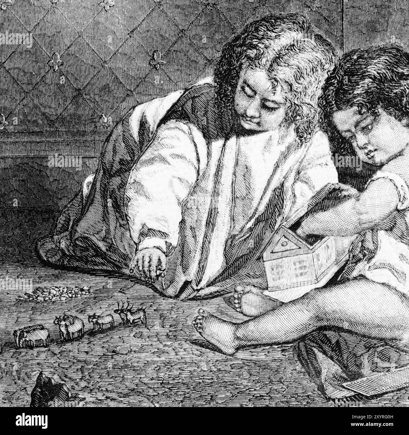 Children drawing animals on Black and White Stock Photos & Images - Alamy