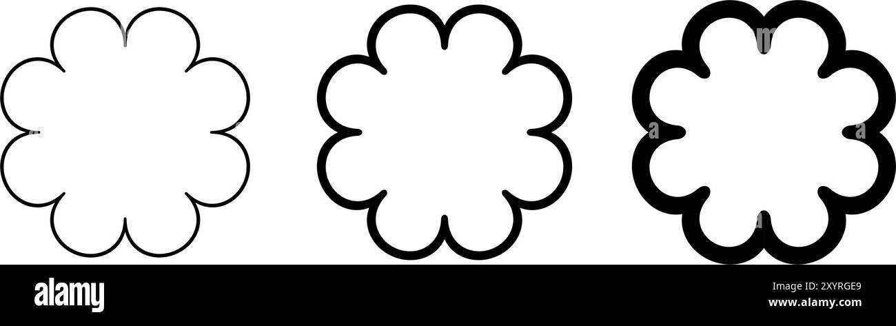 Circle scalloped frame. Scalloped edge round shape border. Simple label ...