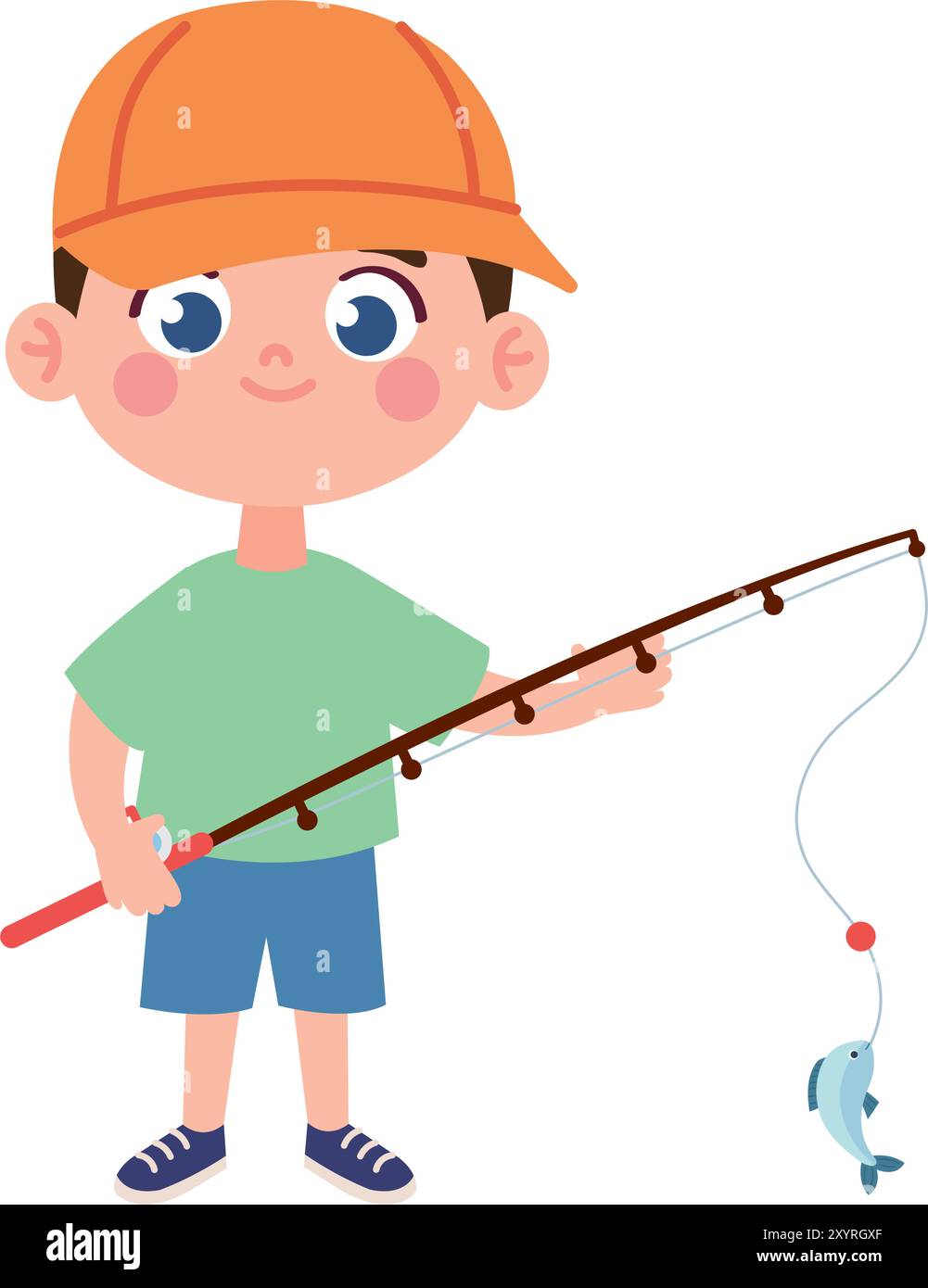 cartoon boy and fishing rod Stock Vector Image & Art - Alamy