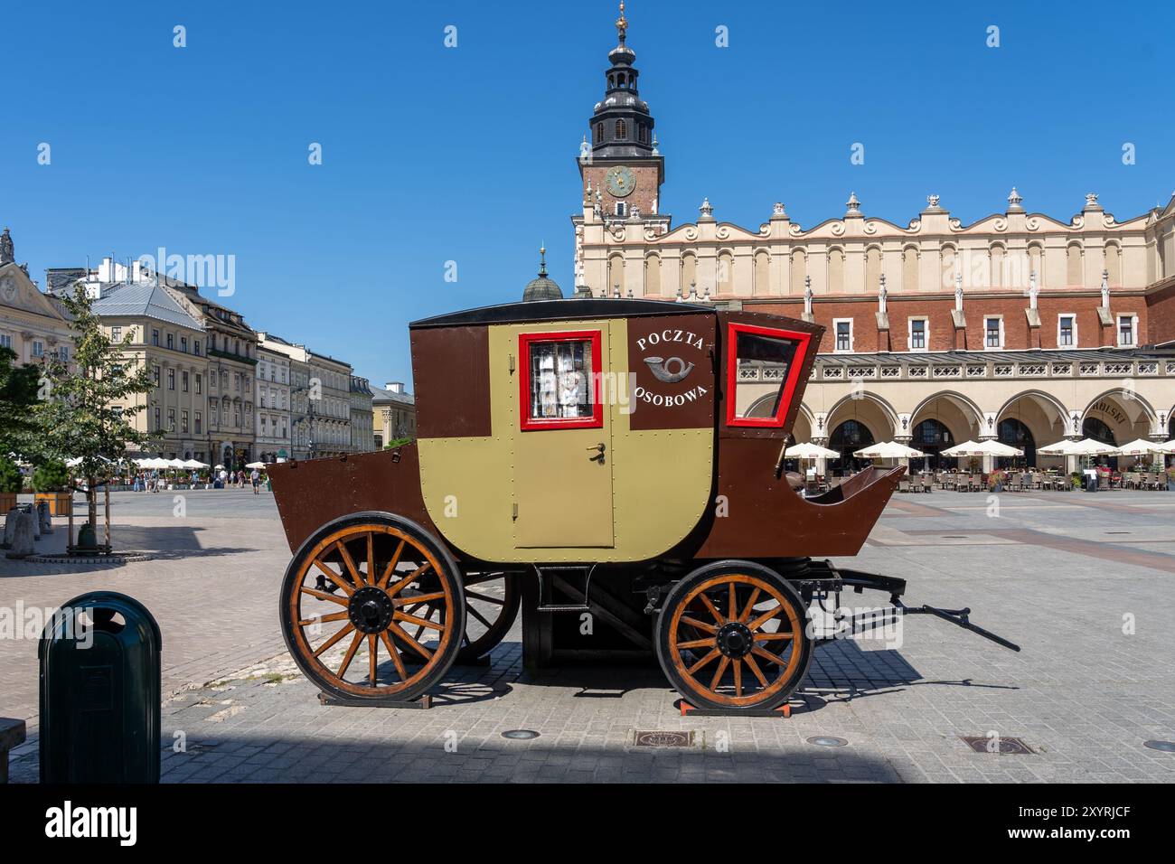 An Old mail coach installed on Main Market Square in Old Town, Krakow ...