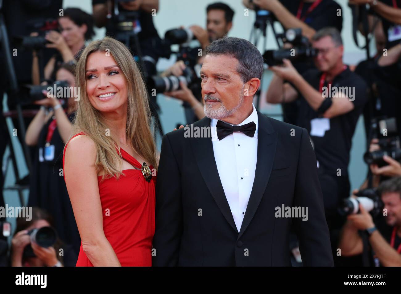 Venice, Italy, 30th August, 2024. Nicole Kimpel and Antonio Banderas ...