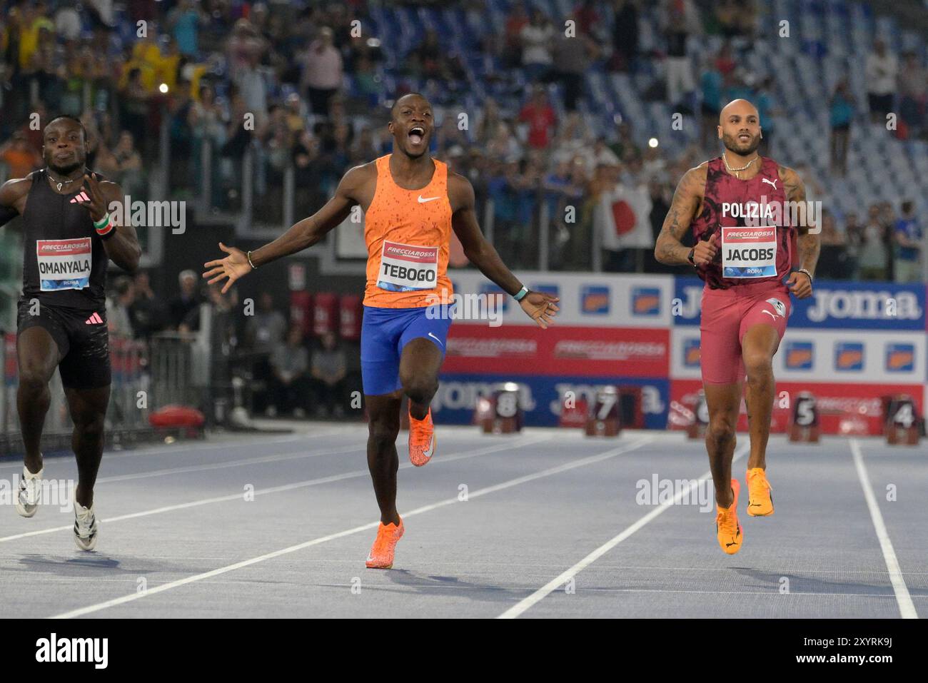 Roma, Italia. 30th Aug, 2024. Letsile Tabogo BOT and Marcell Jacobs 100m Men during the IAAF ...