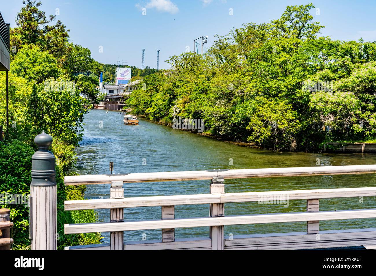 Boat tour in the small canals around Matsue castle, in Matsue, Shimane ...
