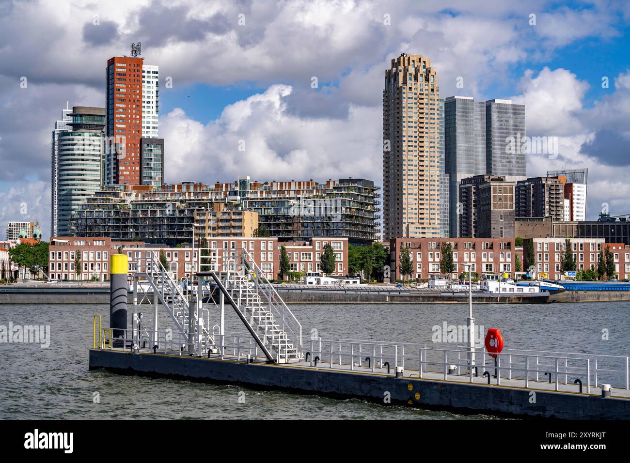 Harbour basin of the Maashaven, inland waterway port, jetties ...
