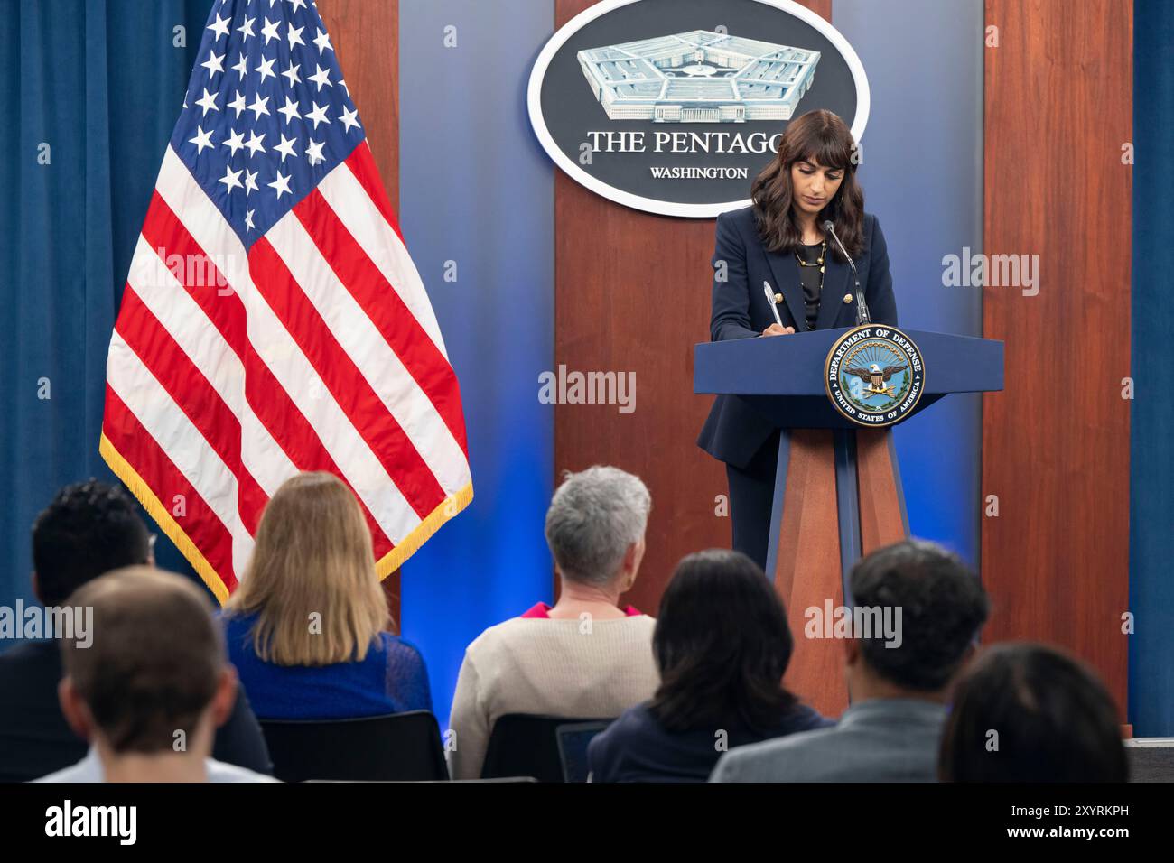 Deputy Pentagon Press Secretary Sabrina Singh conducts a press briefing ...