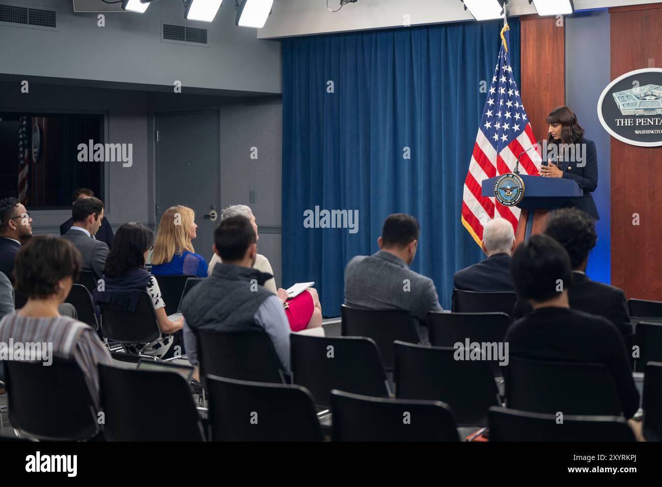 Deputy Pentagon Press Secretary Sabrina Singh conducts a press briefing ...