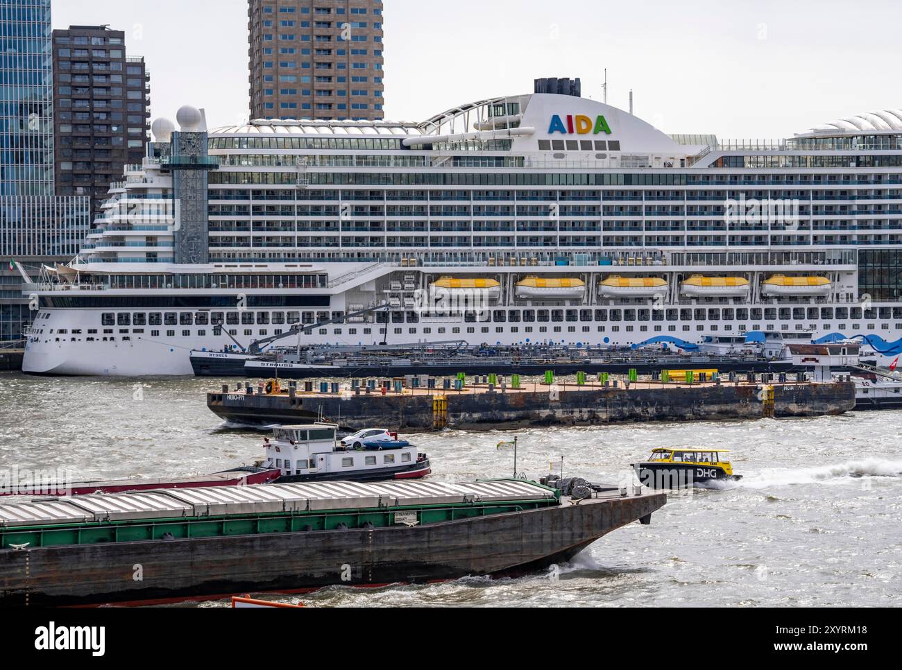 The cruise ship AIDA Prima being refueled, moored at the Cruise ...