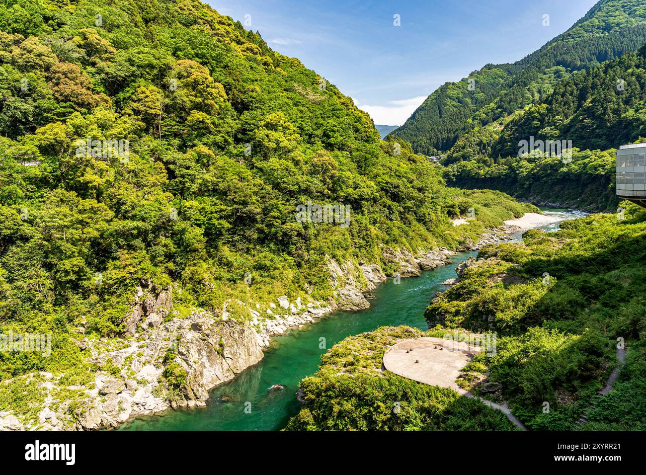 Iya River and lush forests in the Iya Valley, a scenic area in ...