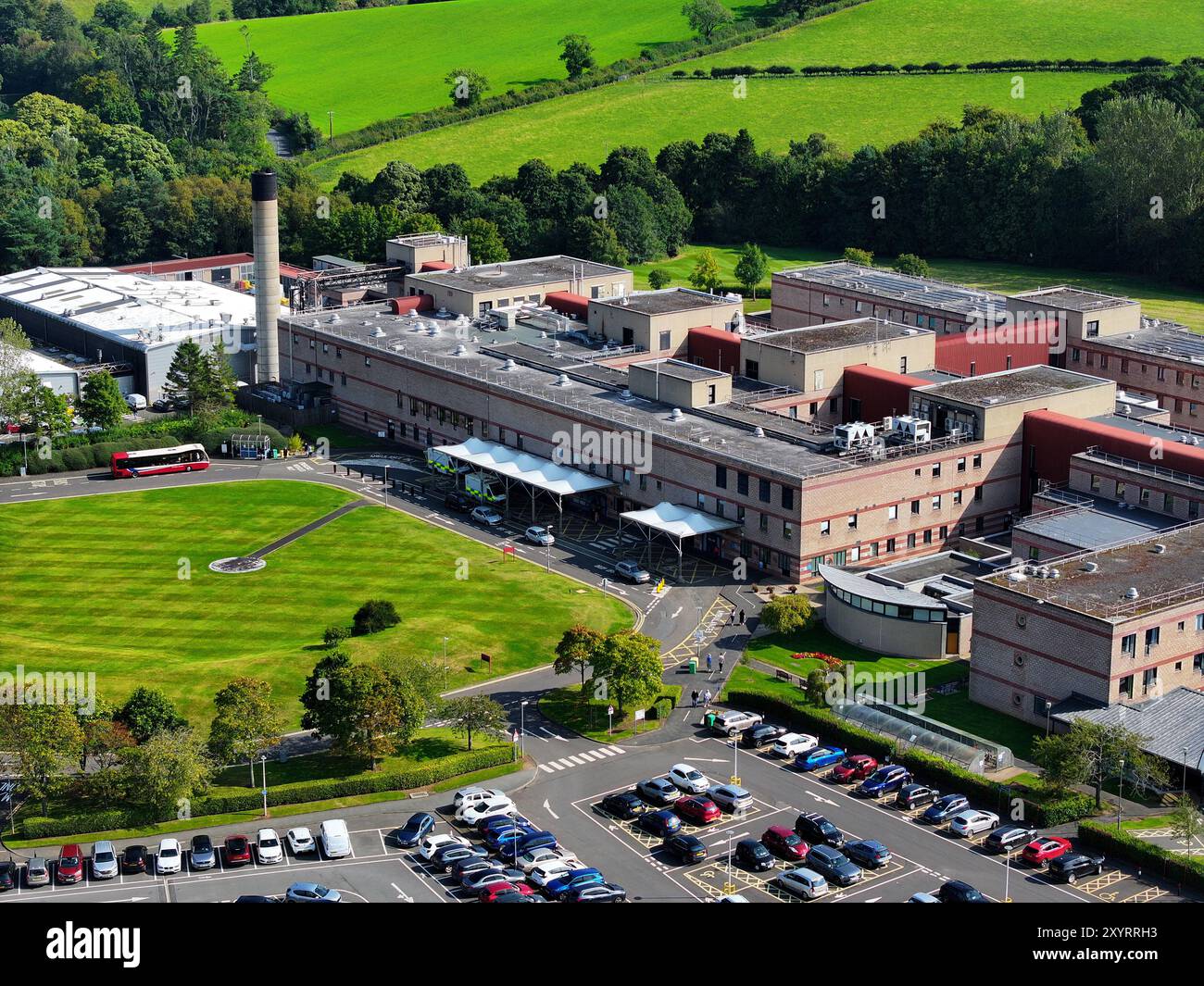 Aerial drone view of Borders General Hospital Melrose Stock Photo - Alamy