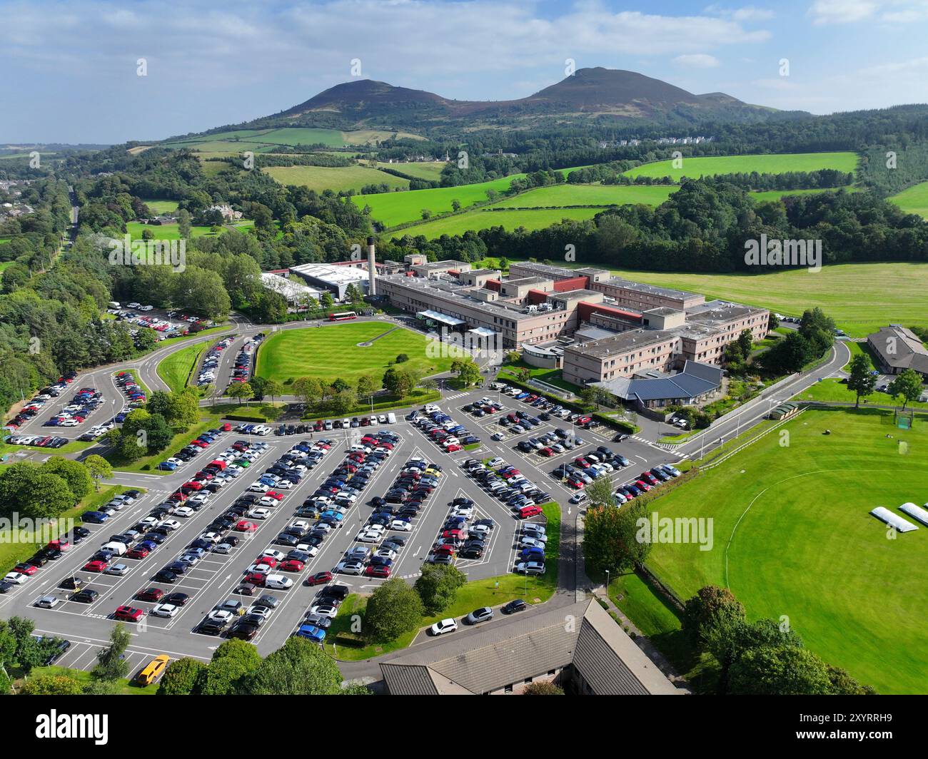 Aerial drone view of Borders General Hospital Melrose Stock Photo - Alamy