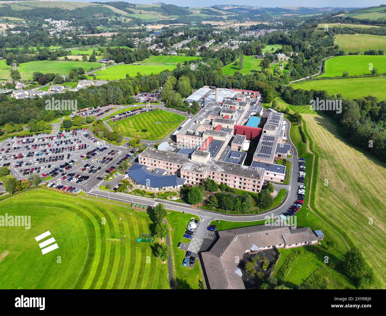 Aerial drone view of Borders General Hospital Melrose Stock Photo - Alamy