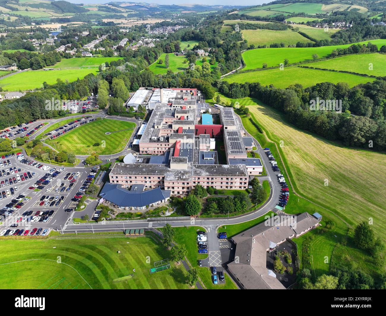 Aerial drone view of Borders General Hospital Melrose Stock Photo - Alamy