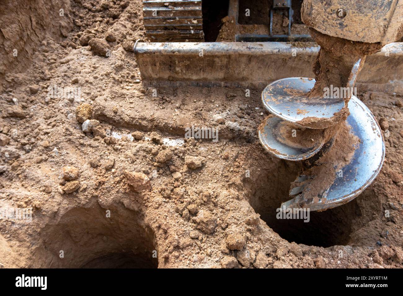 Hydraulic bore pile rig machine at the construction site.Drilling in ...