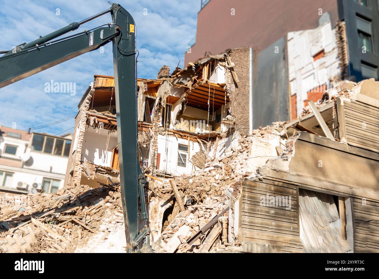 Freeing up space for construction of new building.Process of demolition ...