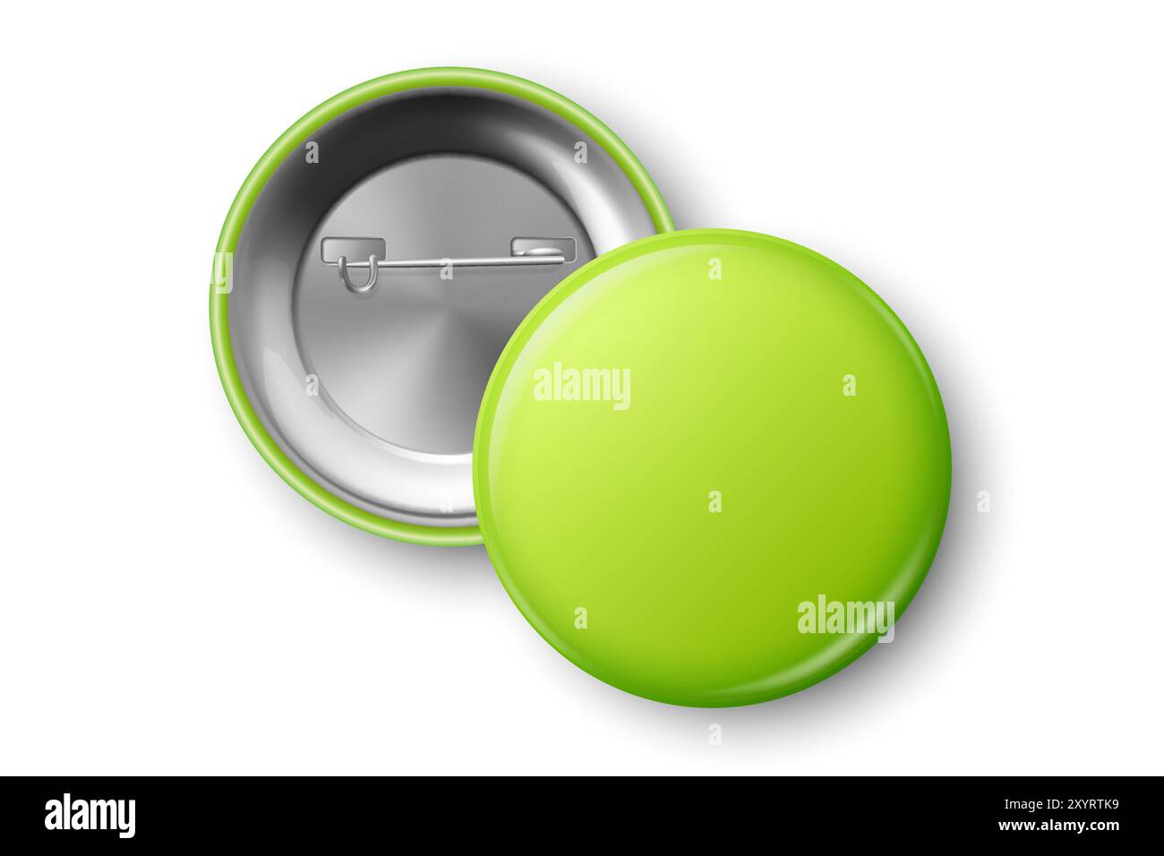 Vector 3d Realistic Green Blank Round Button Badge Closeup, Isolated ...