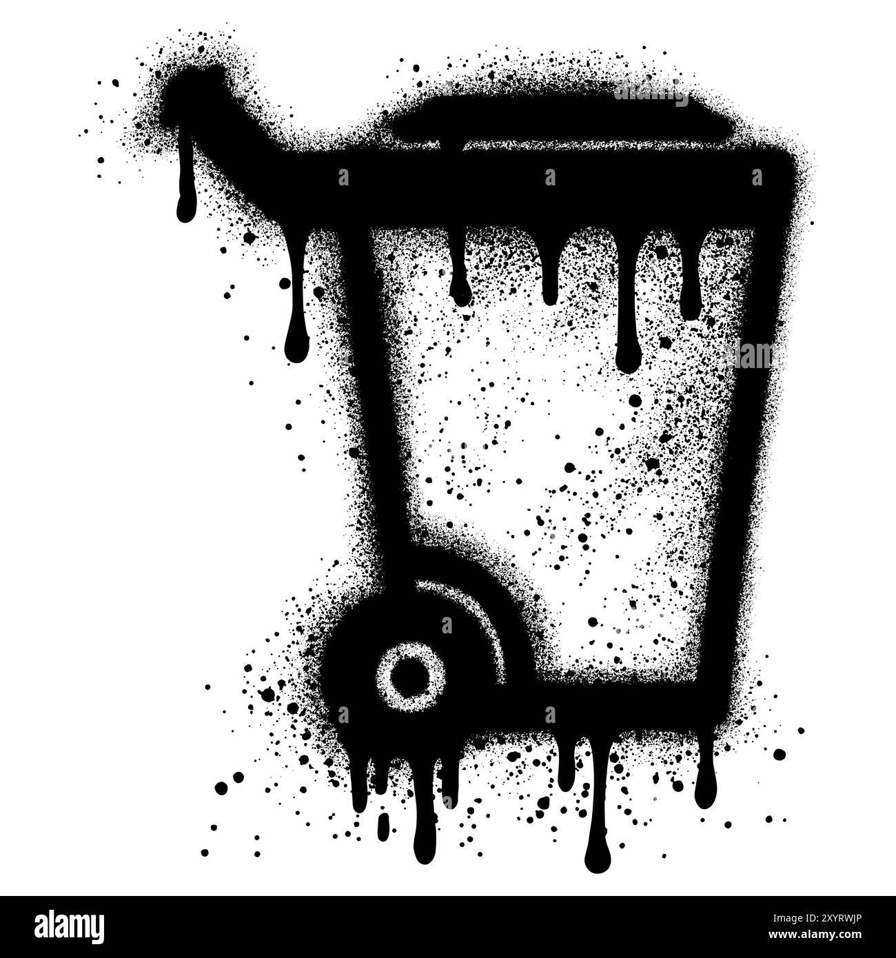 trash can graffiti with black spray paint. vector illustration Stock ...