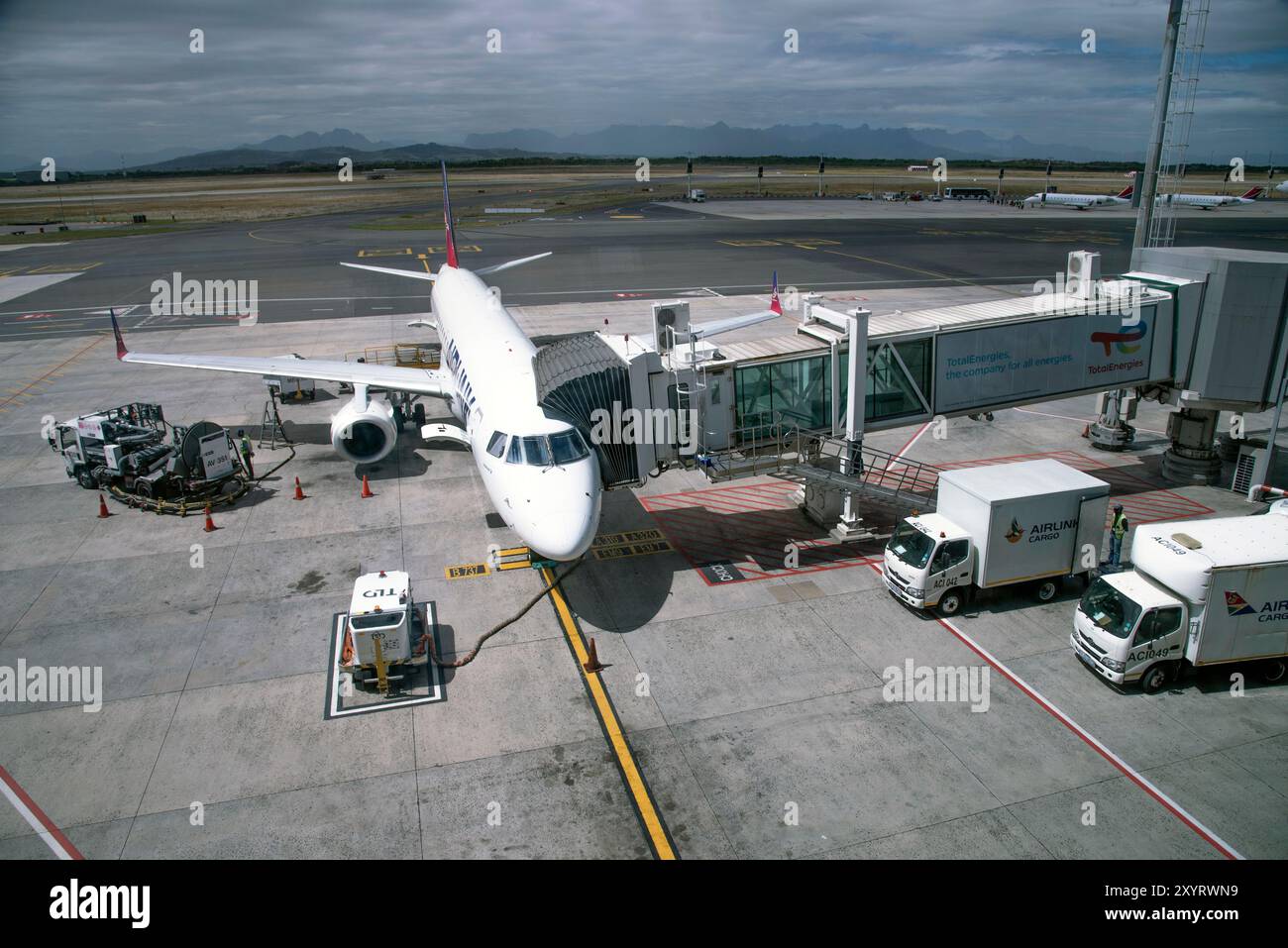 Cape Town South Africa. 07.03.2024. Aircraft refueling on the apron at ...