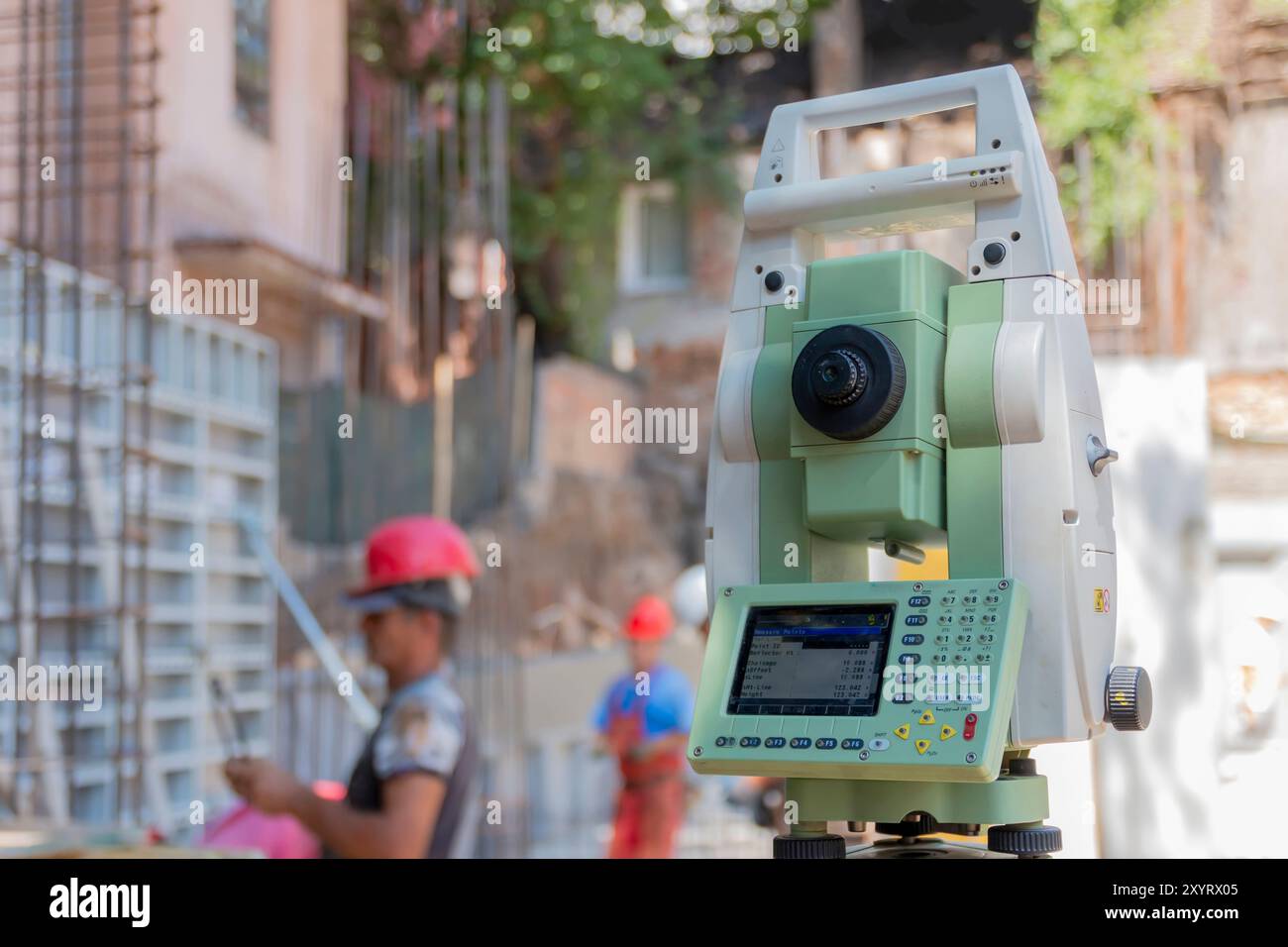 Surveying measuring equipment level theodolite on tripod at ...