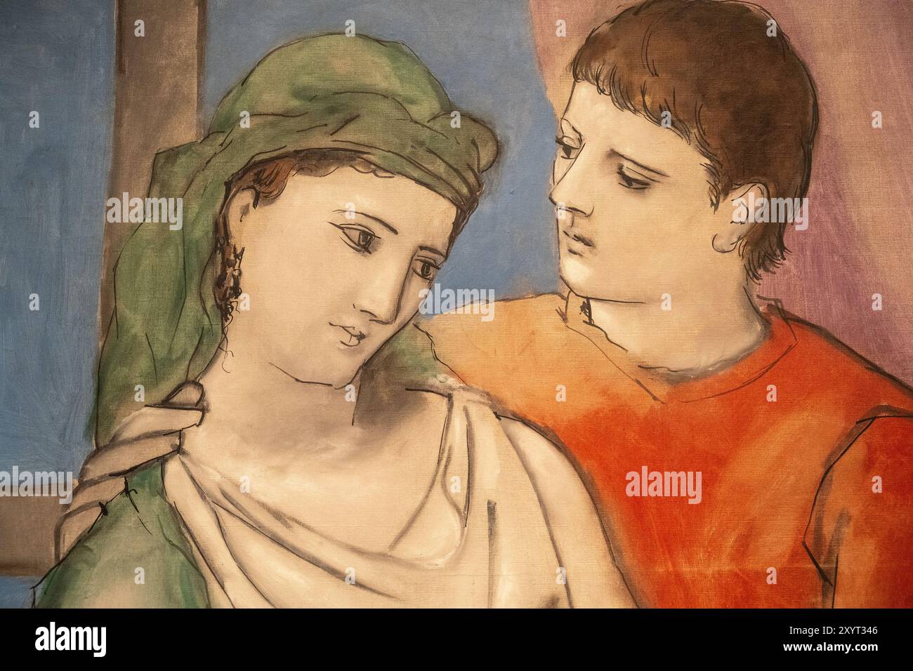 painting by Pablo Picasso called The Lovers painted 1923, cropped image ...