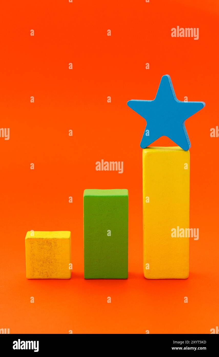 Bar graph with growth and success represented with a star Stock Photo ...