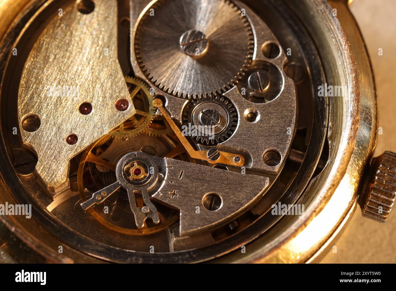 Mechanism of vintage wrist watch, closeup view Stock Photo - Alamy