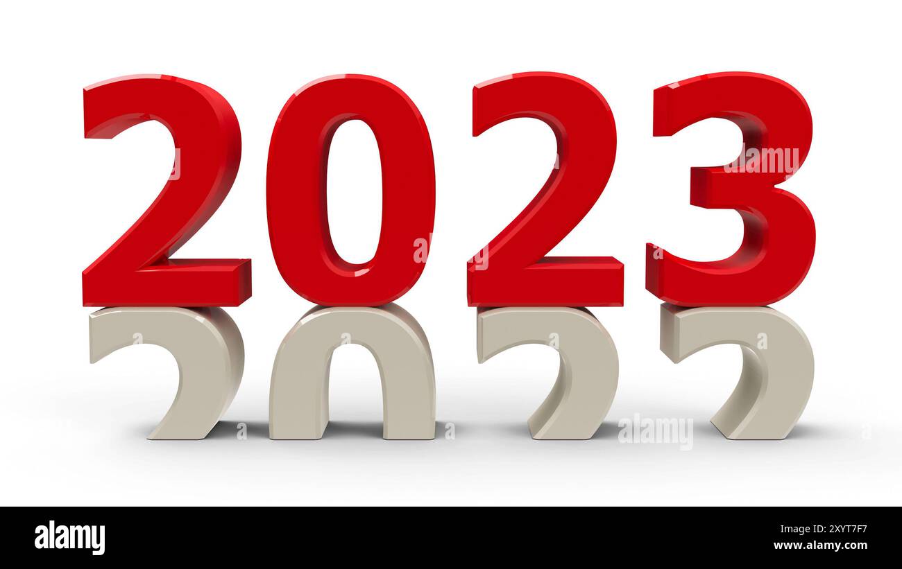 2022-2023 change represents the new year 2023, three-dimensional rendering, 3D illustration ...