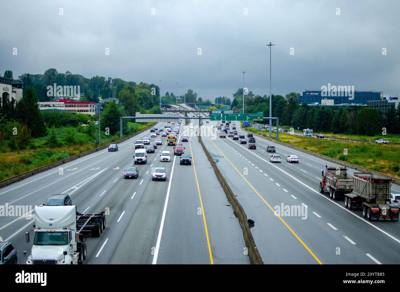 Busy Highway Scene on a Cloudy Day – Urban Traffic and Transportation ...