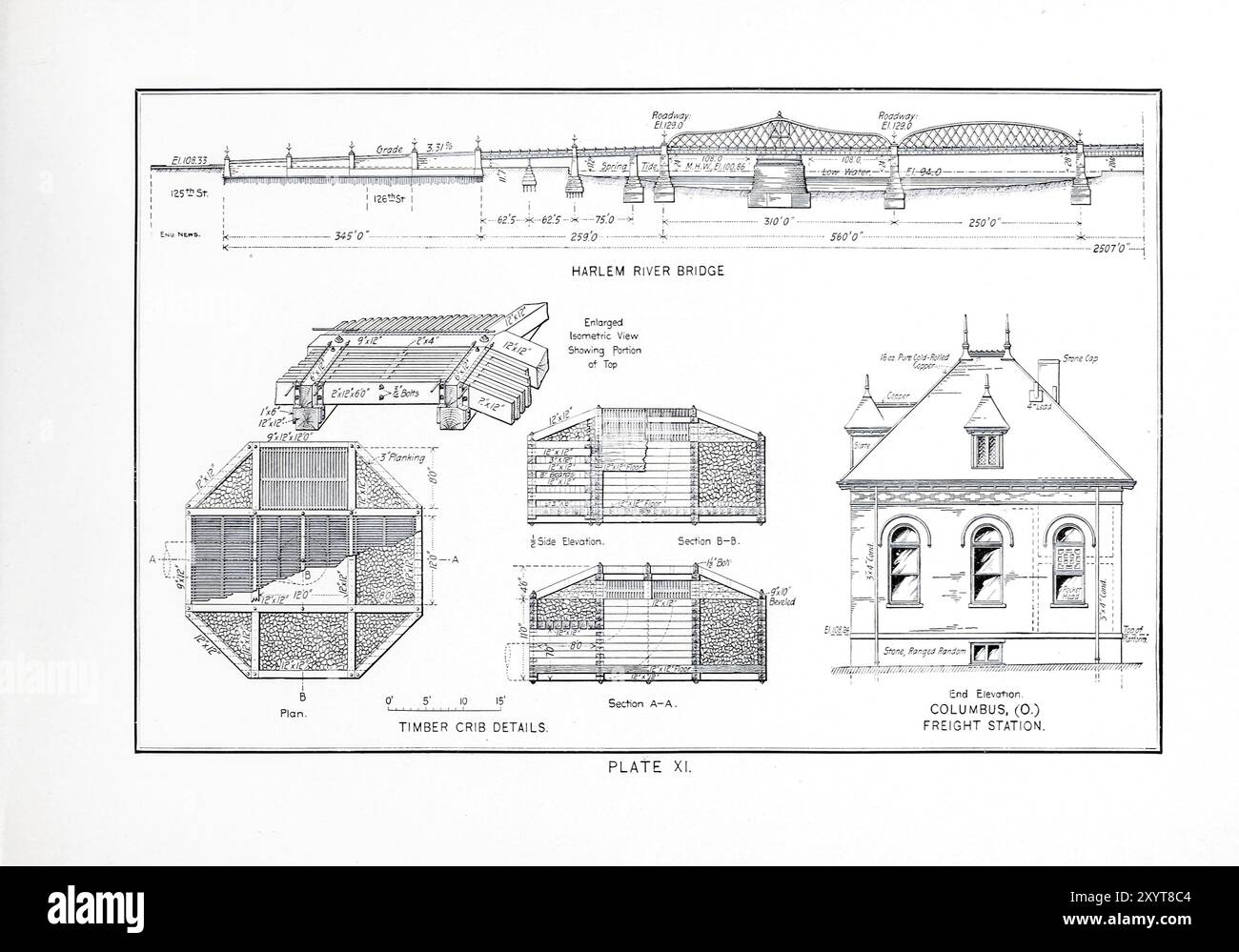 Character and finish timber crib details, illustration. From 'The ...