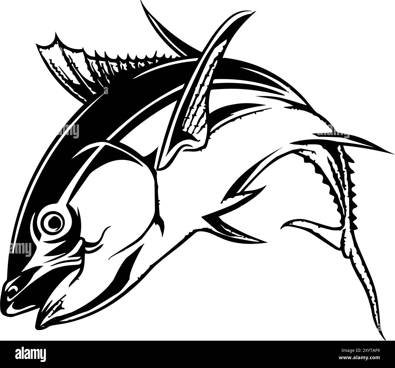 Blue fin tuna drawing Black and White Stock Photos & Images - Alamy