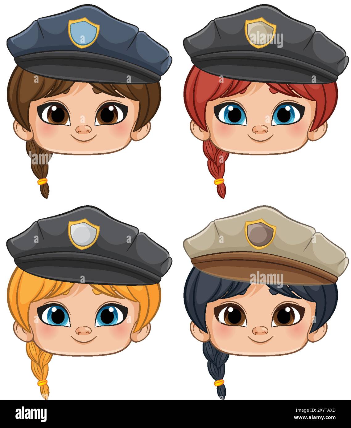 Four cartoon girls in police uniforms Stock Vector Image & Art - Alamy