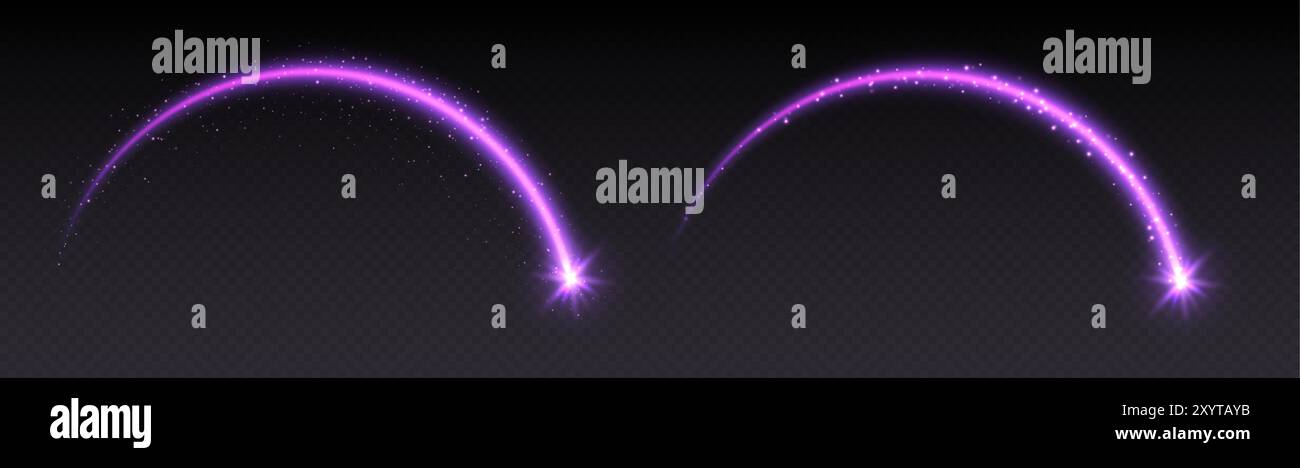 Shooting star light effect, magic arch with sparkles, glowing meteor ...
