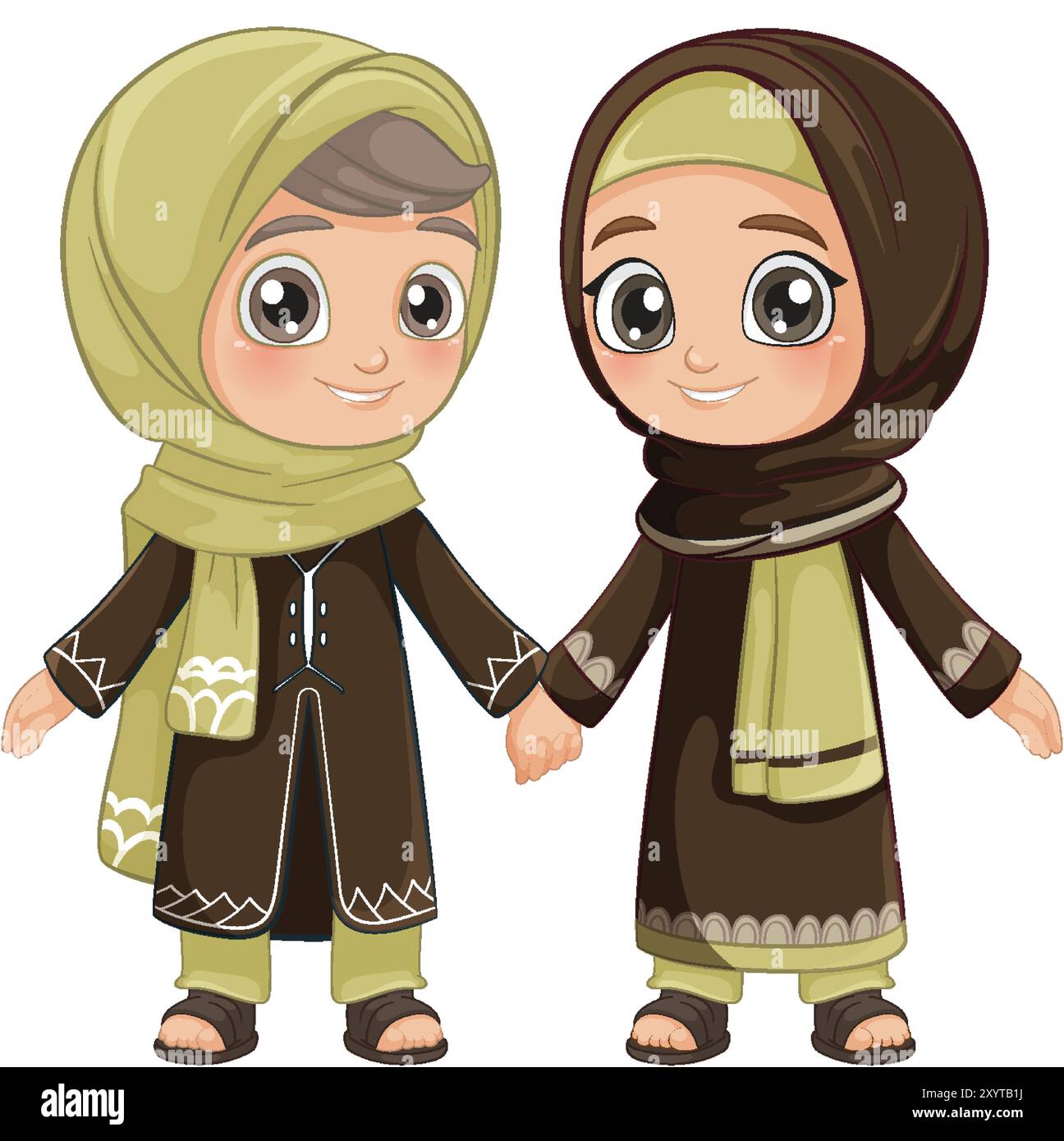 Two children in traditional Muslim attire Stock Vector Image & Art - Alamy