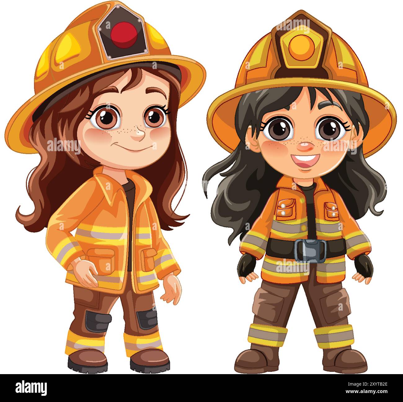 Two cartoon firefighters in uniform Stock Vector Image & Art - Alamy