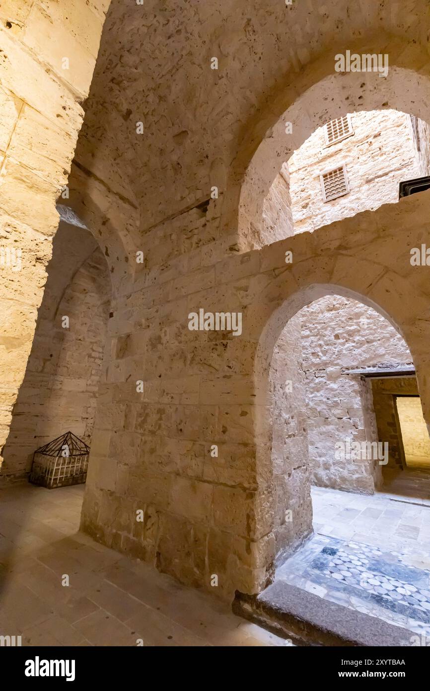 Qaitbay Citadel, 15th century fortress, interior of castle, Alexandria ...