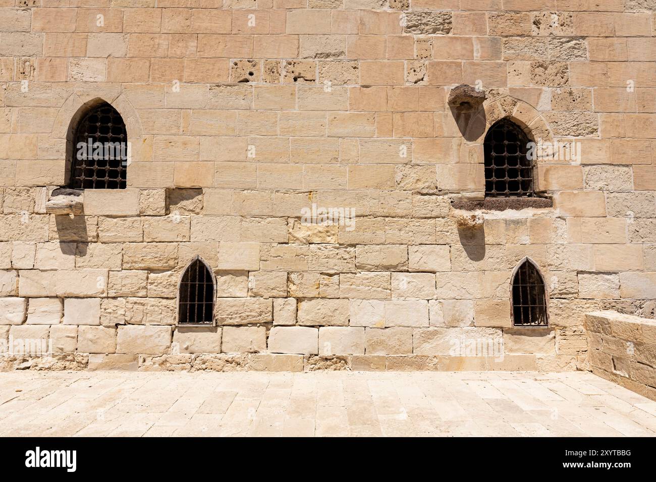 Qaitbay Citadel, 15th century fortress,exterior of wall and windows ...