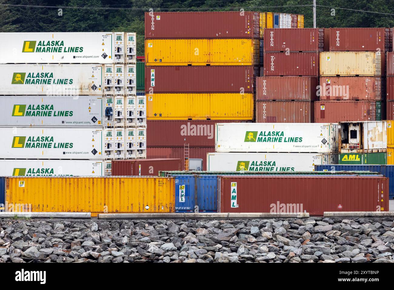 Shipping containers at port in Juneau, Alaska, USA Stock Photo - Alamy
