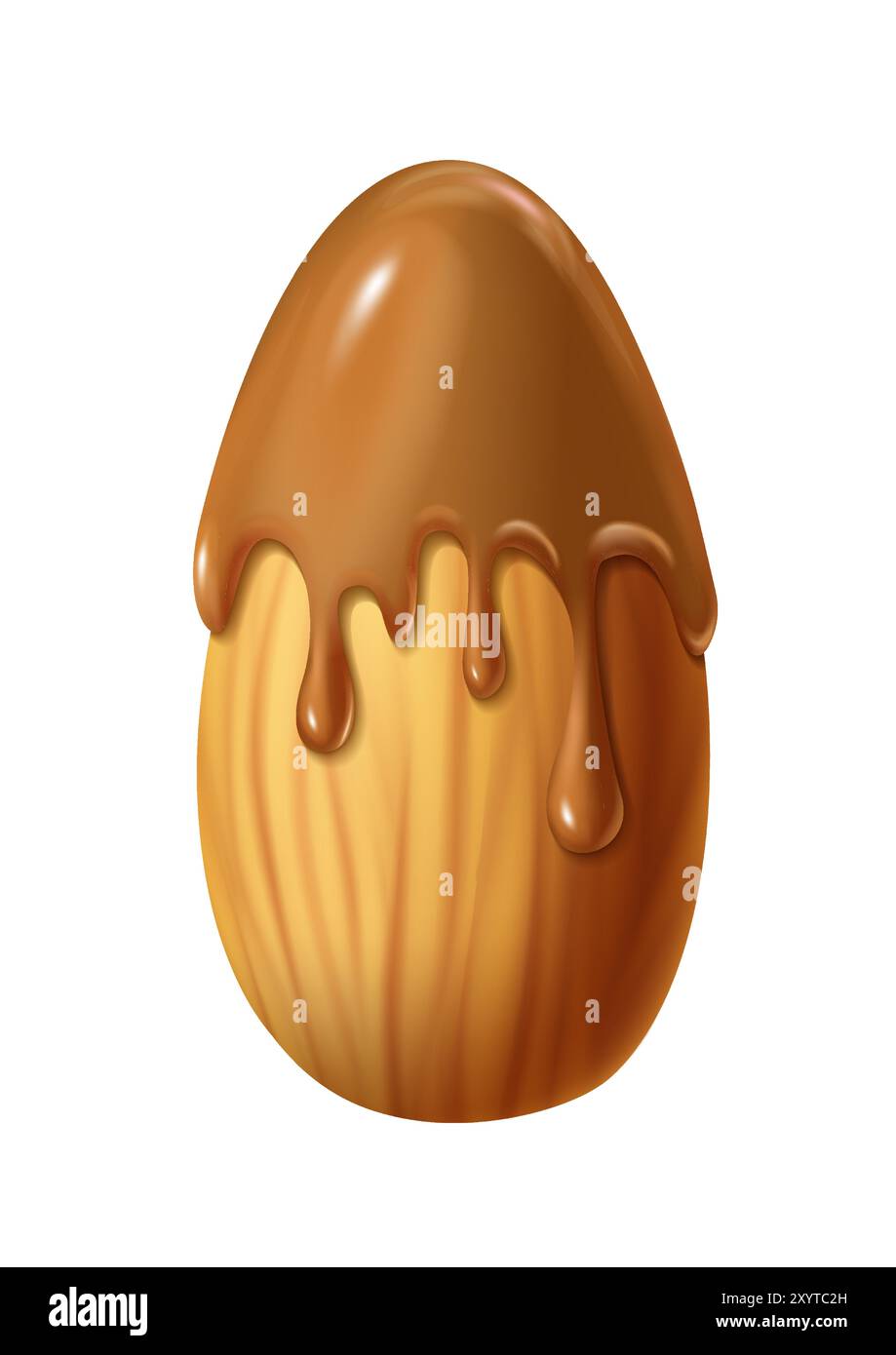 3d realistic icon illustration. Almond nut with melting sirup or ...