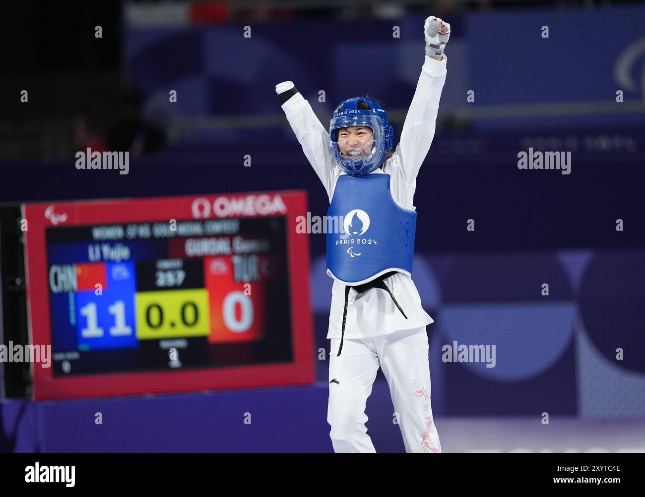 Paris, France. 30th Aug, 2024. Li Yujie of China celebrates after ...