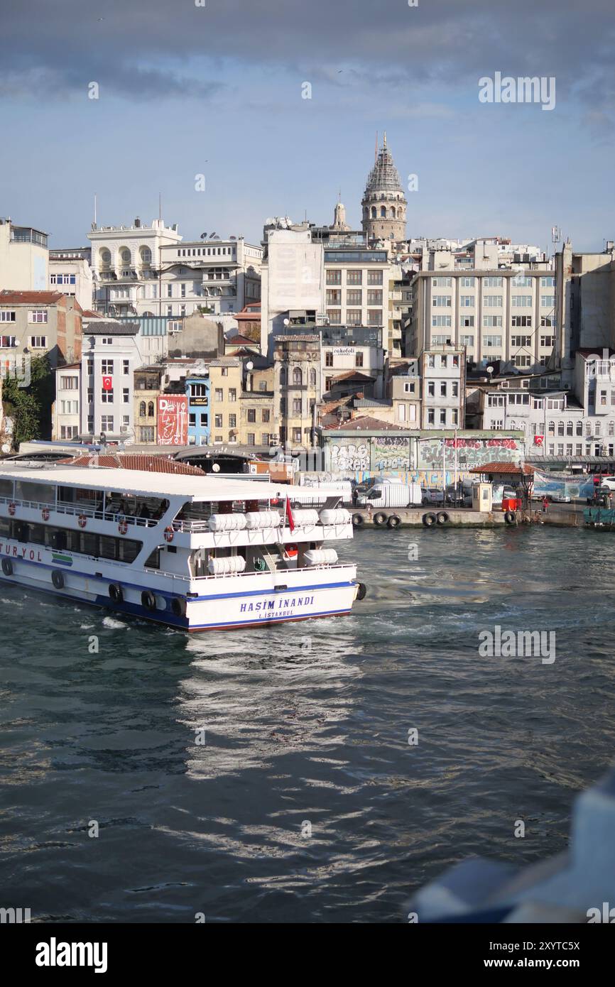 turkey istanbul 23 june 2023. Istanbul harbor in front of Galata Tower ...