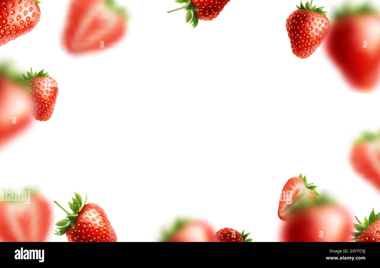 3d realistic illustration banner. Frame made of falling red ...