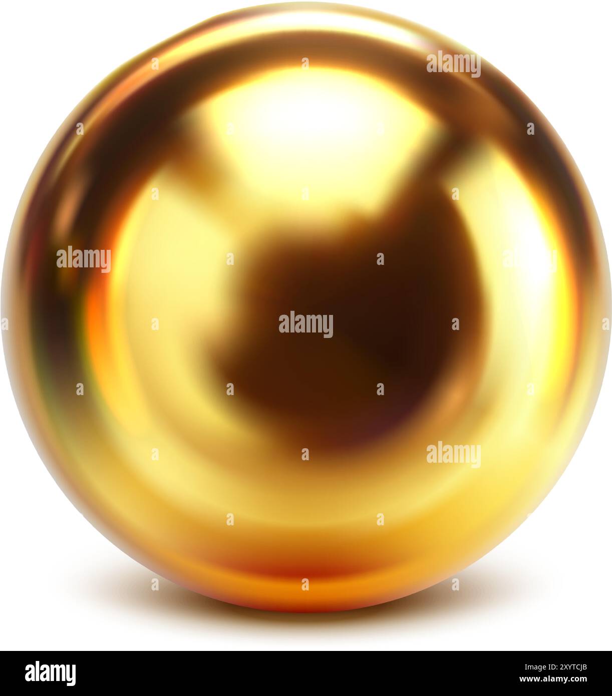 3d realistic icon illustration. Golden round ball, liquid gold ...