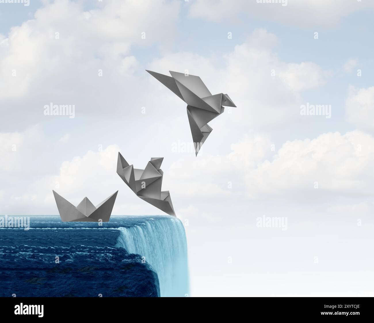 Rising To The Challenge metaphor as a business success concept with a ...