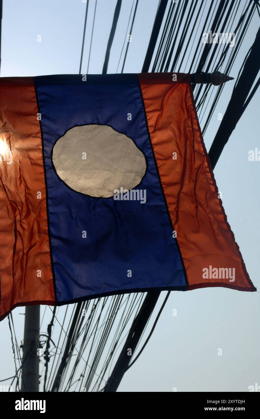 Laos National Flag, Vientiane, Laos Stock Photo - Alamy