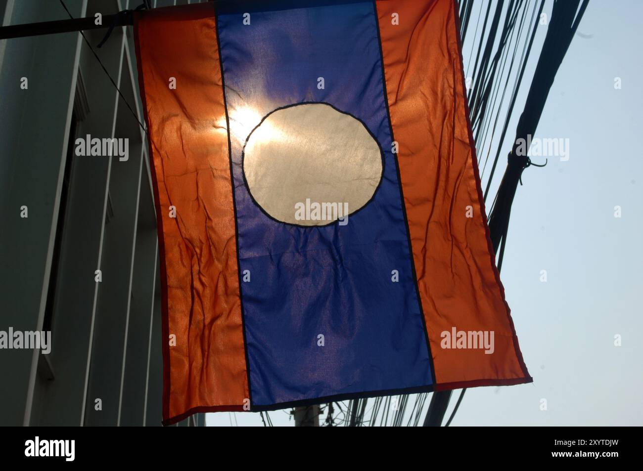 Laos National Flag, Vientiane, Laos Stock Photo - Alamy