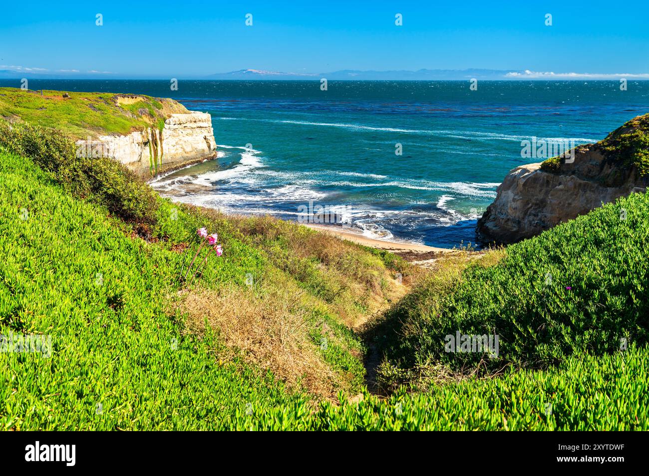 Coastal Cliffs and Blue Ocean Waves in Santa Cruz - California, United ...