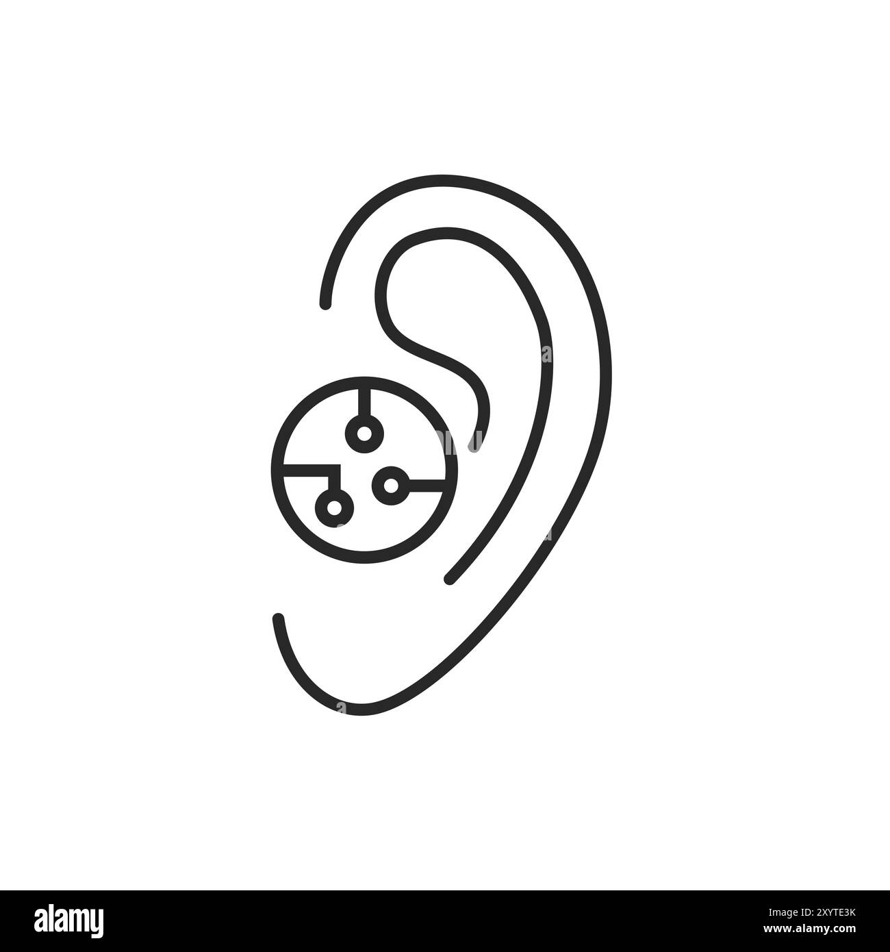 thin line chip or hearing aid in ear Stock Vector Image & Art - Alamy